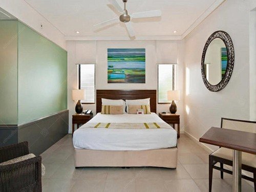 Fashionable Complete Hotel Bedroom Furniture Sets Stainless Steel / Iron Material