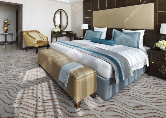 Customized Plywood Solid Wood Hotel Room Furniture / Twin Bedroom Sets