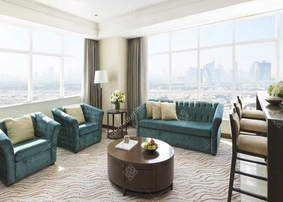 Customized Plywood Solid Wood Hotel Room Furniture / Twin Bedroom Sets