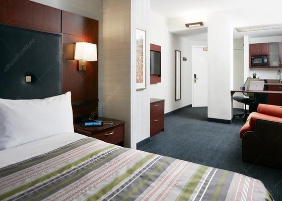 Concise Style Commercial 3 Star Hotel Furniture With Luggage Rack / Night Stand