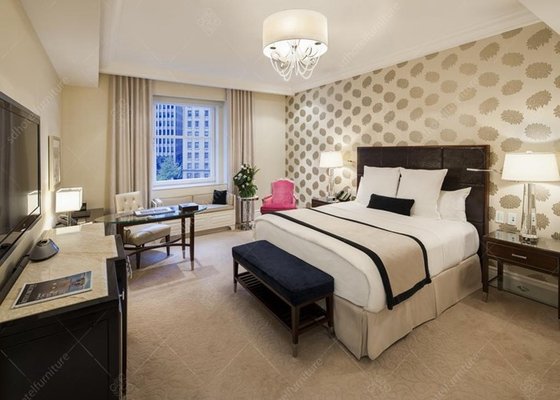 Bright 5 Star King Size Hotel Bedroom Furniture Sets Plywood / MDF Material
