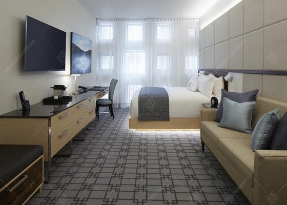Contemporary Wooden Hotel Bedroom Furniture Sets Good Hardware