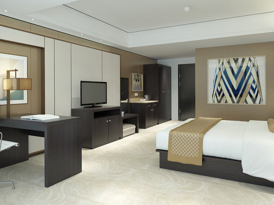 Foshan Shangdian Hotel Room Furniture Packages With Refrigerator Cabinet Hampton Inn