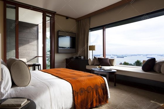 Luxury Customized King Size Hotel Bedroom Furniture Villa Wood Veneer And Painting