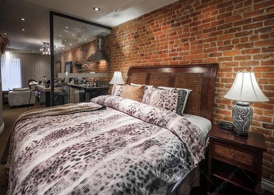 Artistic Wooden Commercial Hotel Bedroom Furniture Sets Includes Headboards , Bed Base , Nighstand