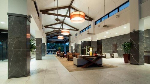 Modern Hotel Lobby Furniture With Luggage Rack / Leisure Chair / TV Panel