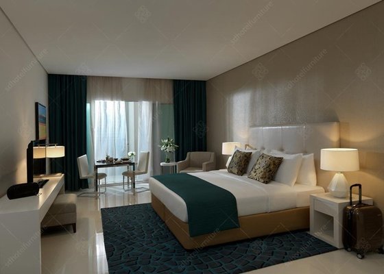 OEM 5 Star Hotel Bedroom Furniture Sets With Plywood / MDF Panel