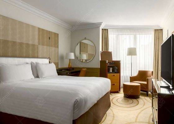 Genuine Leather Wooden Marriott Hotel Furniture Commercial Two Years Warranty