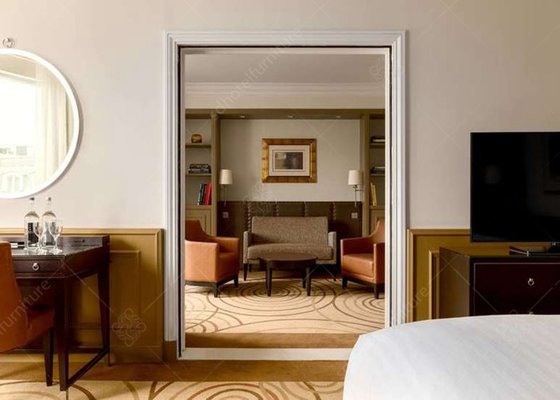 Genuine Leather Wooden Marriott Hotel Furniture Commercial Two Years Warranty