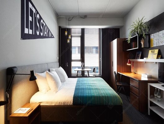 Simpty Hotel Bedroom Suite Furniture With MDF / Plywood Desk SGS FSC
