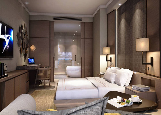 Smartness Customized Plywood Hotel Bedroom Furniture Sets Environmental Friendly Lacquer Painting