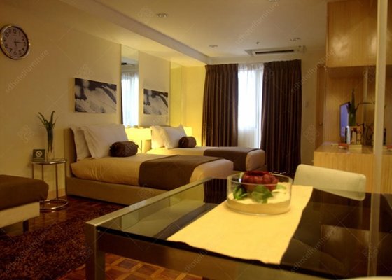 Fire - Proof Apartment Furniture Sets With Walnut Veneer Table