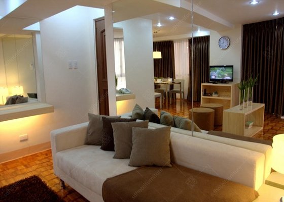 Fire - Proof Apartment Furniture Sets With Walnut Veneer Table