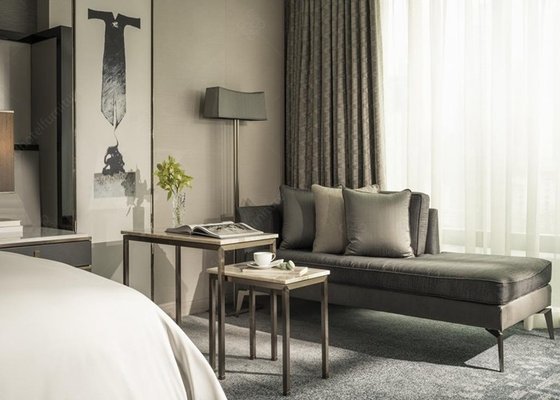 Grey Style Modern Hotel Bedroom Furniture With Stainless Steel / Solid Wood