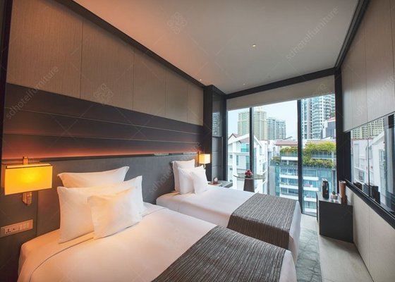 Dark Color Matt Wood Venner Hilton Luxury Hotel Bedroom Furniture With Plywood Finish