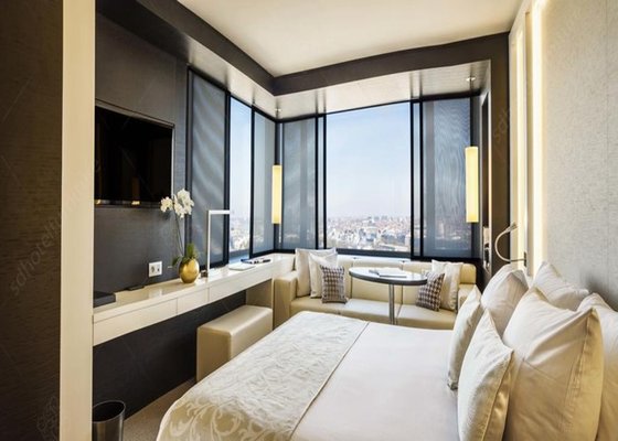 Upscale 5 Star Bed Room Luxury Hotel Bedroom Furniture With Genuine Leather