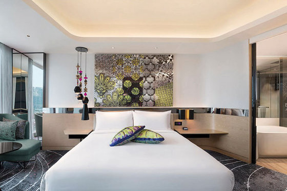 Modern Hotel Living Room Furniture , Bed Headboard Contemporary Bedroom Furniture Sets