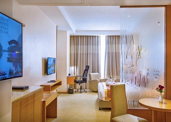 Wooden Material Hotel Suite Furniture With MDF Melamine / HPL Hotel Room Furniture