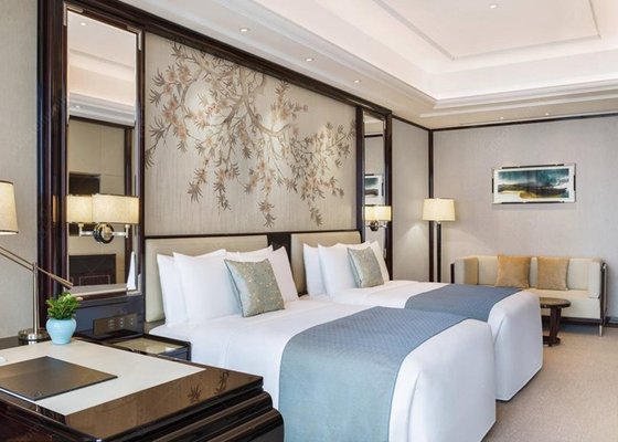 Wood Hotel Room Furniture / Hotel Bedroom Furniture Set Wood Hearboard