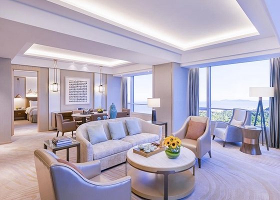 4 Star Plywood Veneer Hotel Bedroom Furniture Sets Shangri-La Design