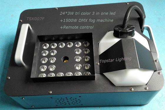 Dmx 1500w Stage Fog Machine 24*3w Tri Color Rgb Dmx Halloween Vertical Smoke Machine supplier