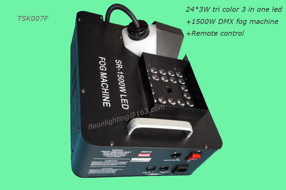 Dmx 1500w Stage Fog Machine 24*3w Tri Color Rgb Dmx Halloween Vertical Smoke Machine supplier