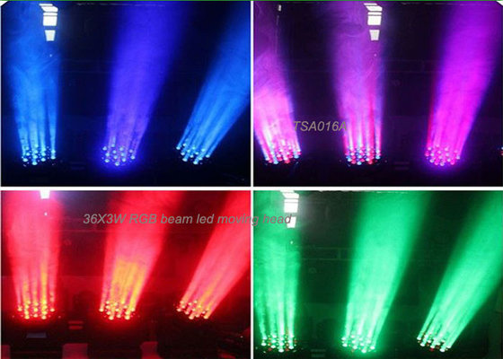 36 X 3 W RGB LED Moving Head Light RGBW Beam Wash Led Lights 304×26.7×16.7mm supplier