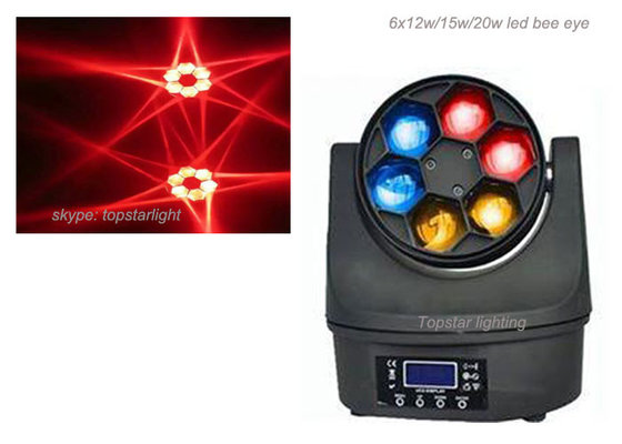 Portable Dj Club Lights Led Bee Eye 6x12w Moval Head Disco Light Rgbw Color Mixing Club Lights supplier