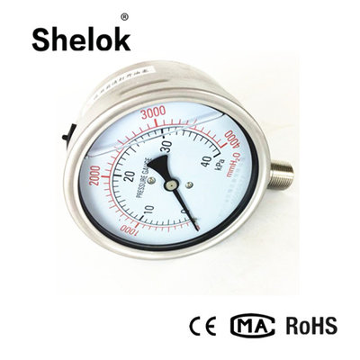 Stainless steel kpa mmH2O 304SS copper dual scale micro vacuum capsule pressure gauge