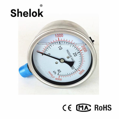 Stainless steel kpa mmH2O 304SS copper dual scale micro vacuum capsule pressure gauge