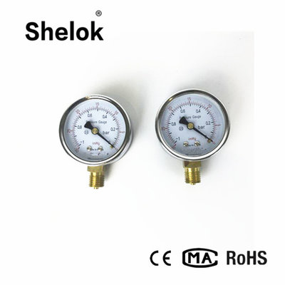 Spiral tube gauge all stainless steel pressure gauge bottom mounting types copper alloy movement