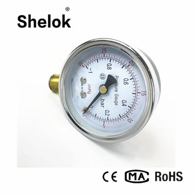 Spiral tube gauge all stainless steel pressure gauge bottom mounting types copper alloy movement