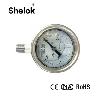 250bar high temperature bourdon tube manometer liquid filled pressure gauge stainless steel