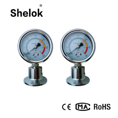 All stainless steel clamp diaphragm seal sanitary pressure gauge with visual alarm