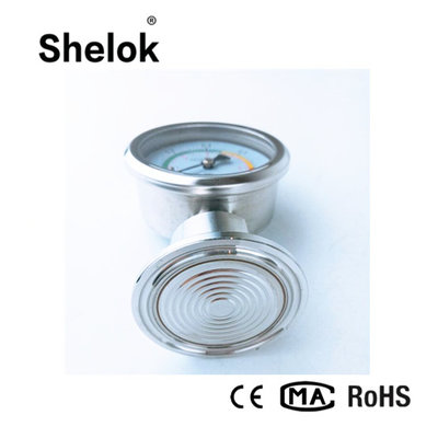 All stainless steel clamp diaphragm seal sanitary pressure gauge with visual alarm