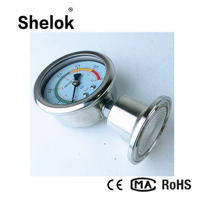 All stainless steel clamp diaphragm seal sanitary pressure gauge with visual alarm