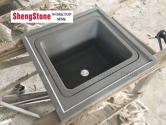 Dark Grey Epoxy Resin Sink Inserted Into Epoxy Resin Worktop