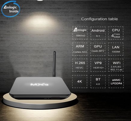 Android 8.0 Smart Multimedia Player TV Box 4G 32G A53 Up To 2.0GHz