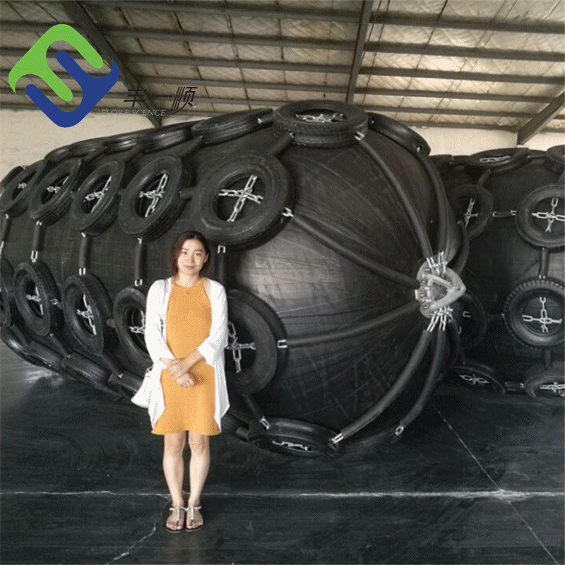 factory sell pneumatic rubber fender with tire net, yokohama fender, STS floating ship fender factory
