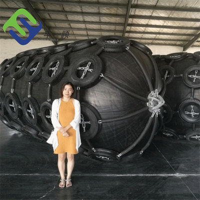 factory sell pneumatic rubber fender with tire net, yokohama fender, STS floating ship fender factory