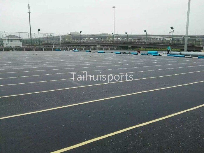 20 MM Recyclable Double-Sided Grooved Artificial Grass Shock Pad Mats / Turf Underlay 3 Layers For Soccer,Rugby,Hockey