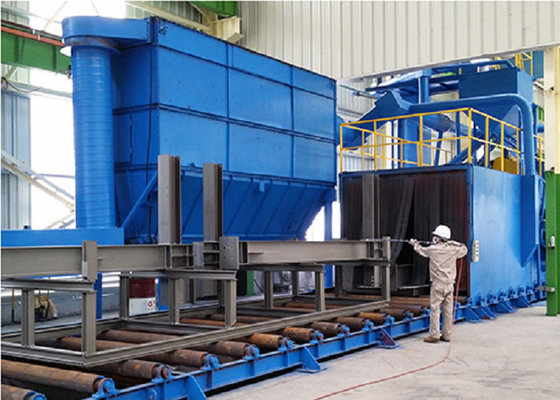 I Beam Alloy Wheel Cleaning Machine , Shot Blasting Equipment Roller Conveyor