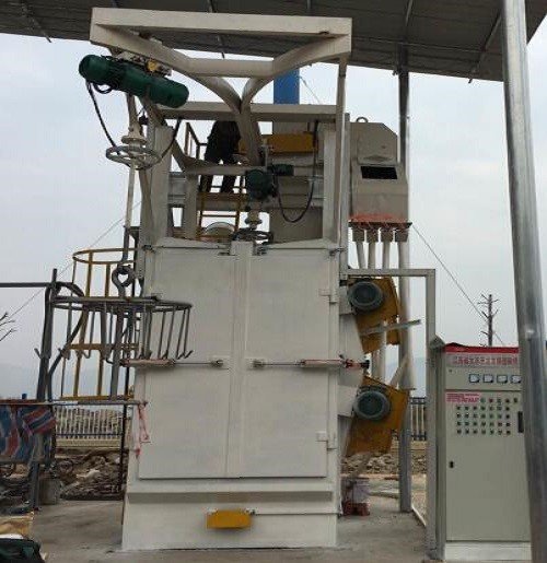 Y Shape Hook Type Shot Blasting Machine Aluminium Castings Cleaning