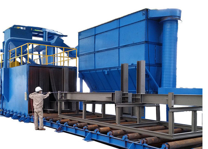 Continuous Belt Blast Wheel Cleaning Machine , Shot Peening Machines For Steel Plate