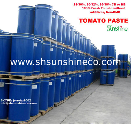 high quality tomato paste in drum steel  with 100% fresh tomato and non-GMO 28-30% Brix Cold break or hot break