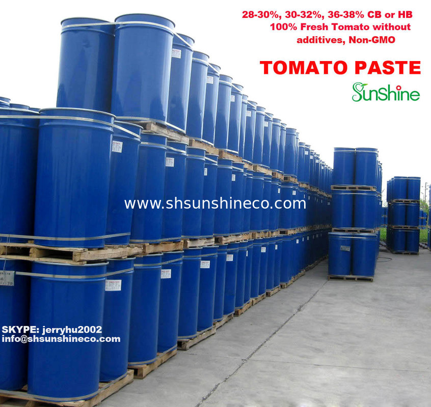 high quality tomato paste in drum steel  with 100% fresh tomato and non-GMO 28-30% Brix Cold break or hot break
