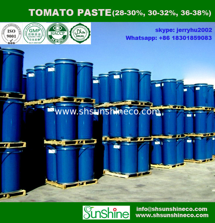 Supply high quality drum 28-30% brix tomato paste in steel drum 100% fresh tomato