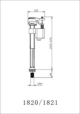 Washroom Toilet Cistern Parts , Plastic Hydraulic Power Toilet Filler Valve