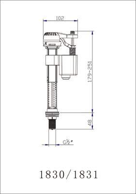 Domestic Bathroom Sanitaryware Water Fill Valve For Toilet Tank / Cistern