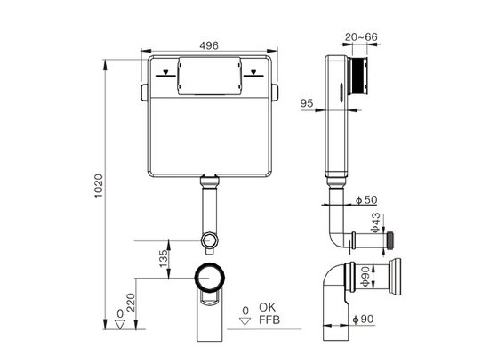 Pneumatic Concealed Cistern Which Pressure With Air Popular Cistern Modern Style KDR-011BP